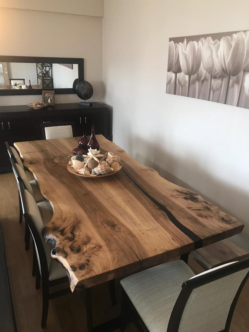 Live Edge Walnut Dining Table, Handmade Solid Wood Kitchen Furniture - Etsy