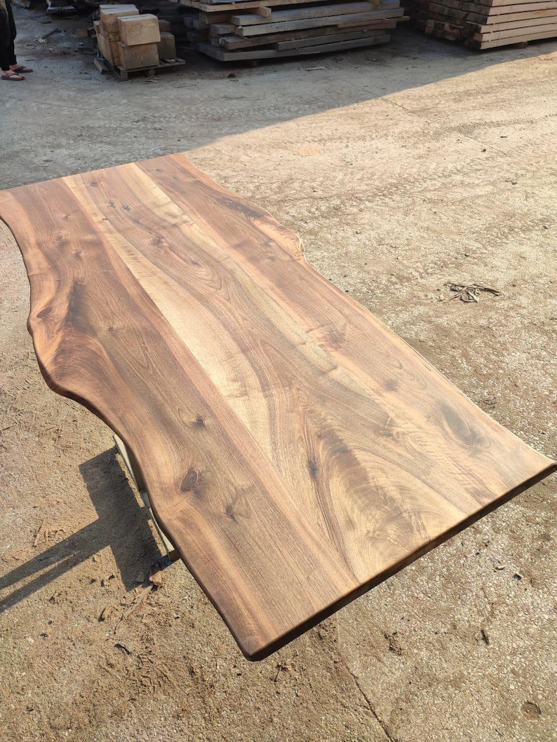 Live Edge Dining Table, Walnut Wood Slabs Kitchen Table Top, Natural ...