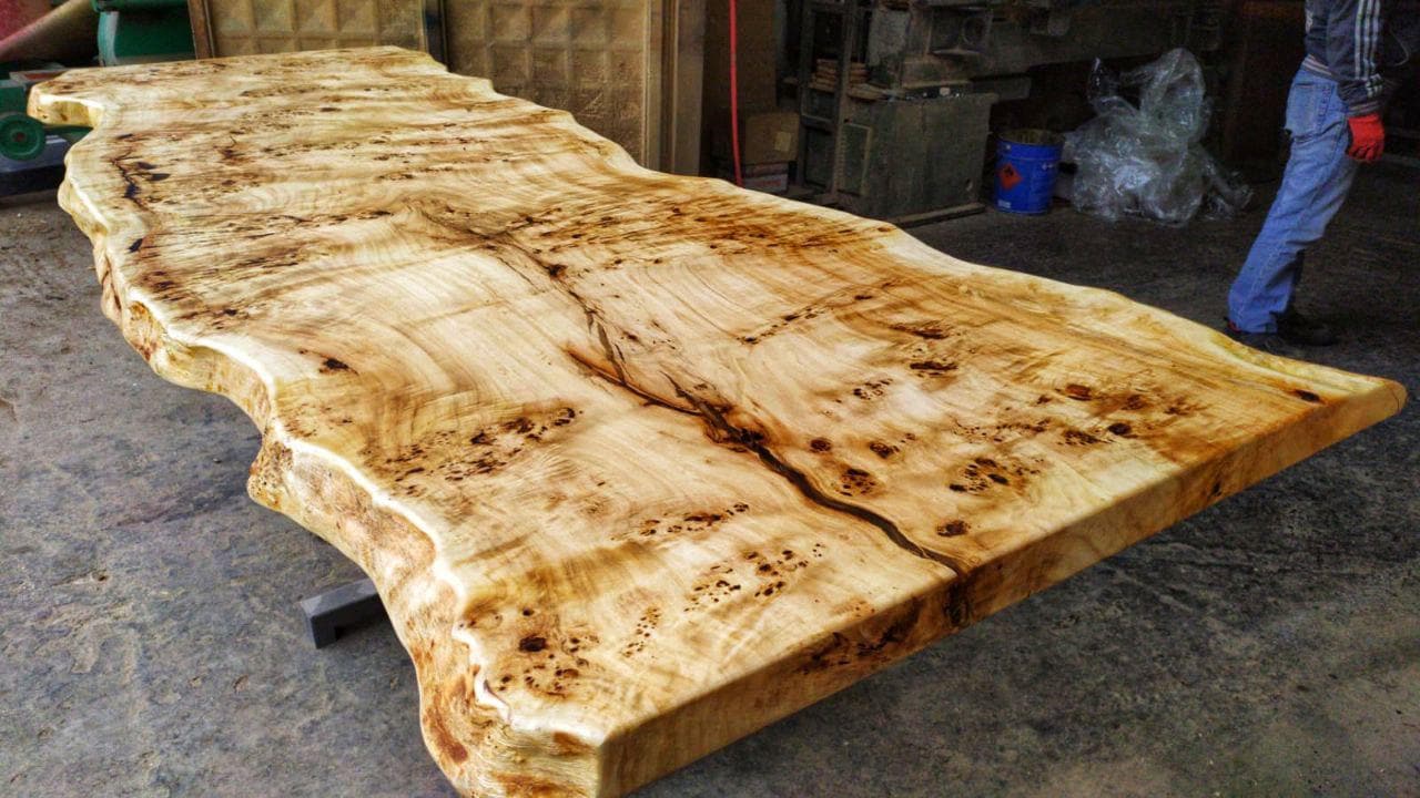 Mappa Burl Wooden Dining Table, Natural Mazel Wood Table, Live Edge ...