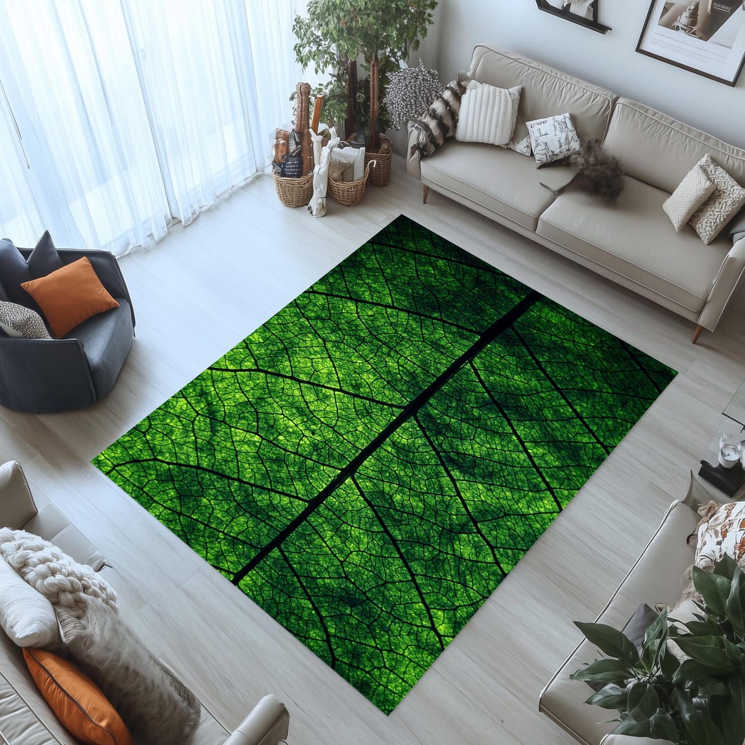 Leaf Rug, Leave Rug, Big Green Leaf Rug, Nature Rug, Green Plant Rug ...