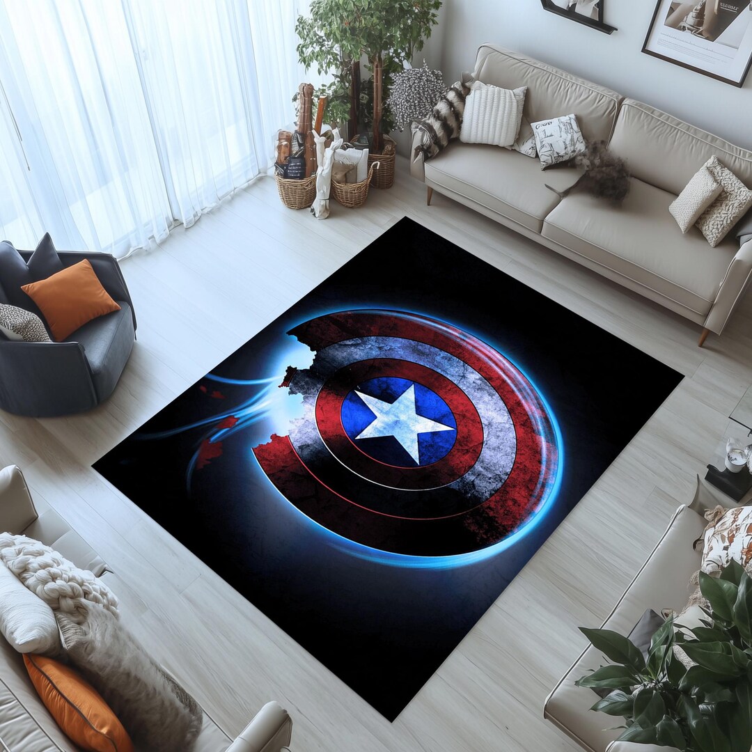 Captain America Rug, Shield Rug, Super Hero Rug, Marvel Rug, Childrens ...