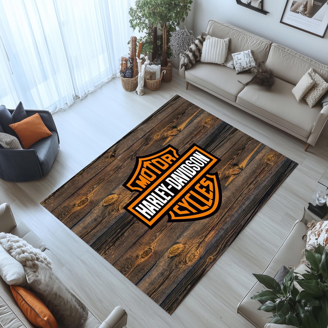 Harley Rug, Harley Carpet, Motor Logo, Garage Decor for Bikers ...