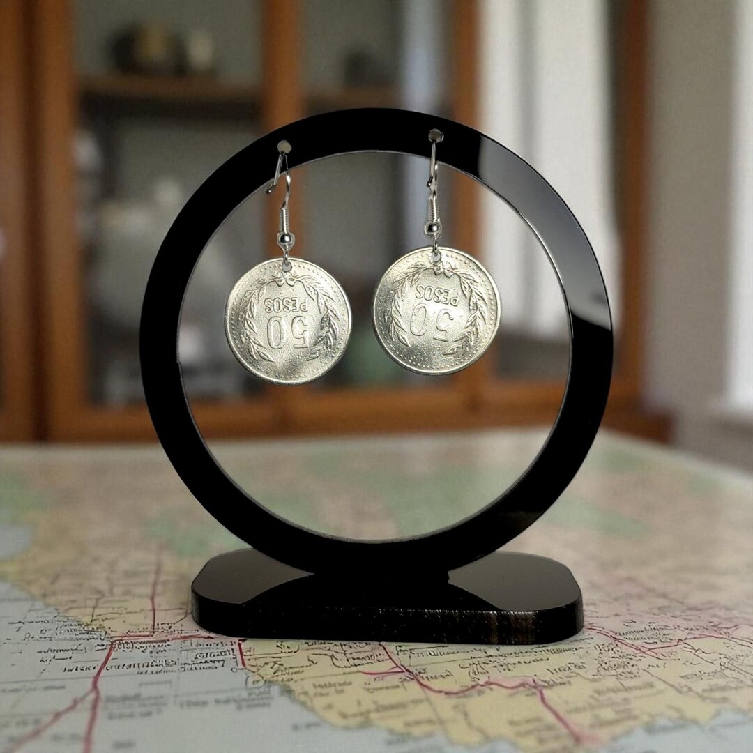 Colombian Coin Earrings: Vintage 50 Pesos Design - Cultural Jewelry - Etsy