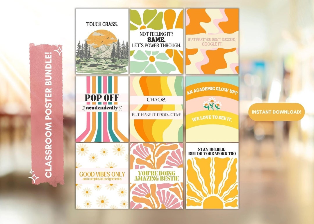 Gen Z Motivational Classroom Posters | Retro Aesthetic Wall Decor ...