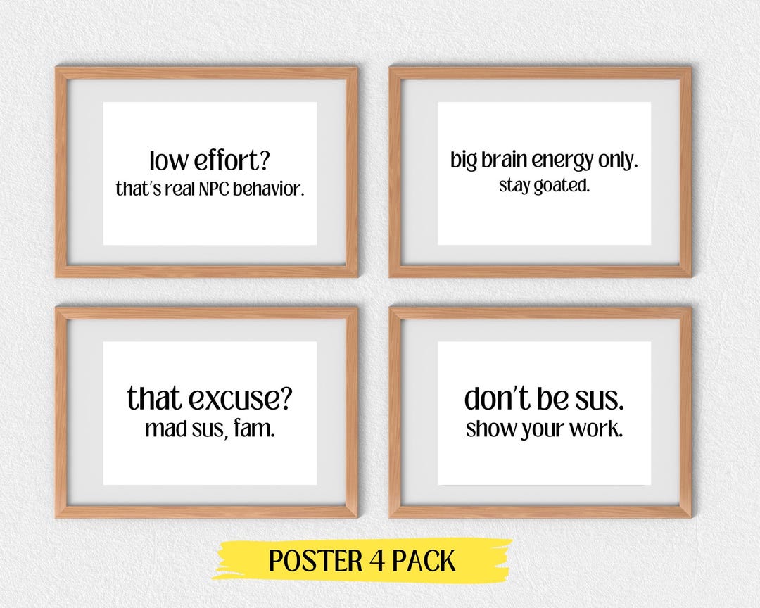 Funny Gen Z Classroom Posters | 4-pack Digital Download | Middle & High ...