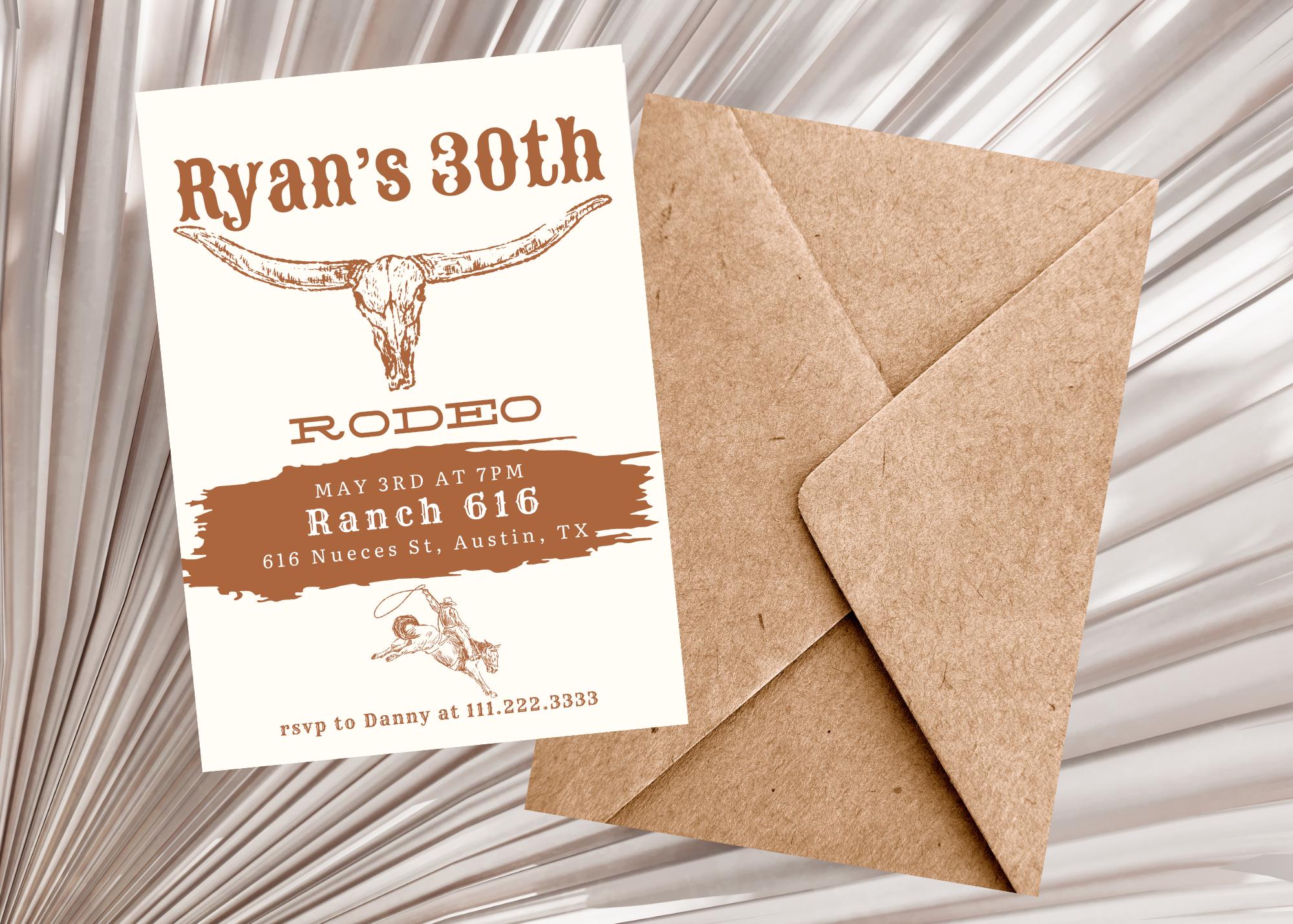 Editable 30th Birthday Rodeo Invitation Template | Rustic Western ...