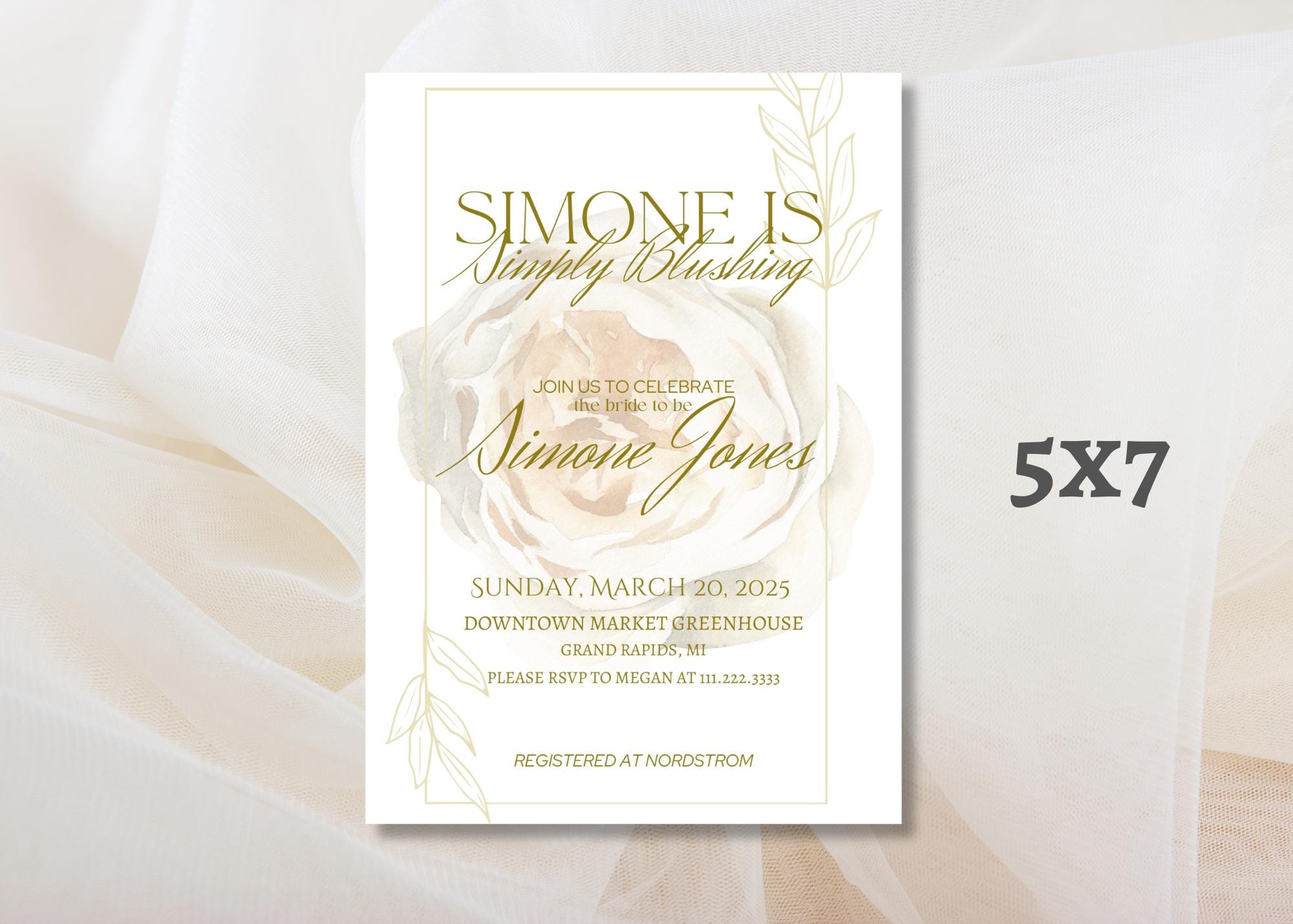 Elegant Floral Bridal Shower Invitation | "blushing Bride" | Customizable Digital Download With ...