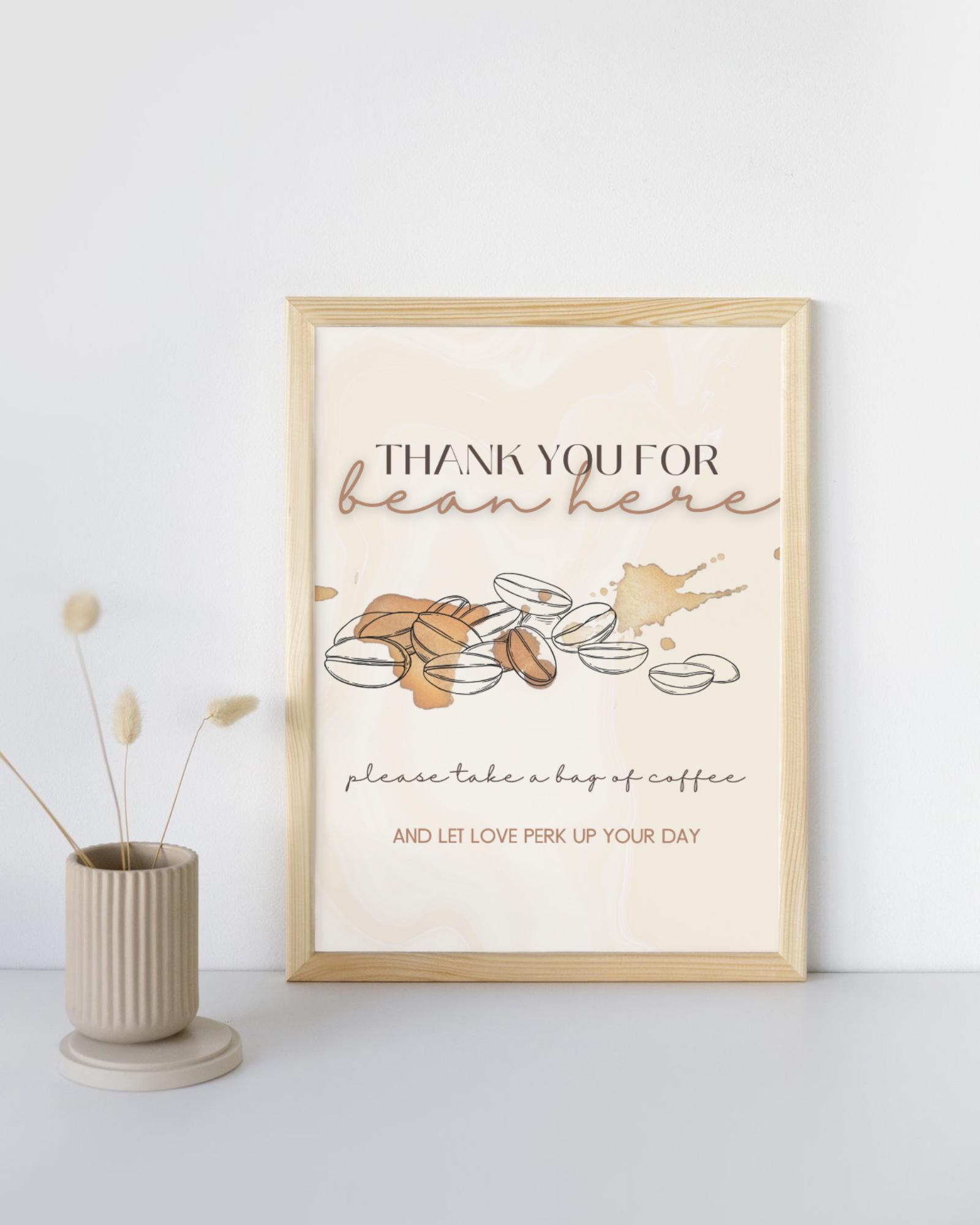 Thanks for Bean Here Coffee Bar Sign – Printable Favor Sign (digital ...
