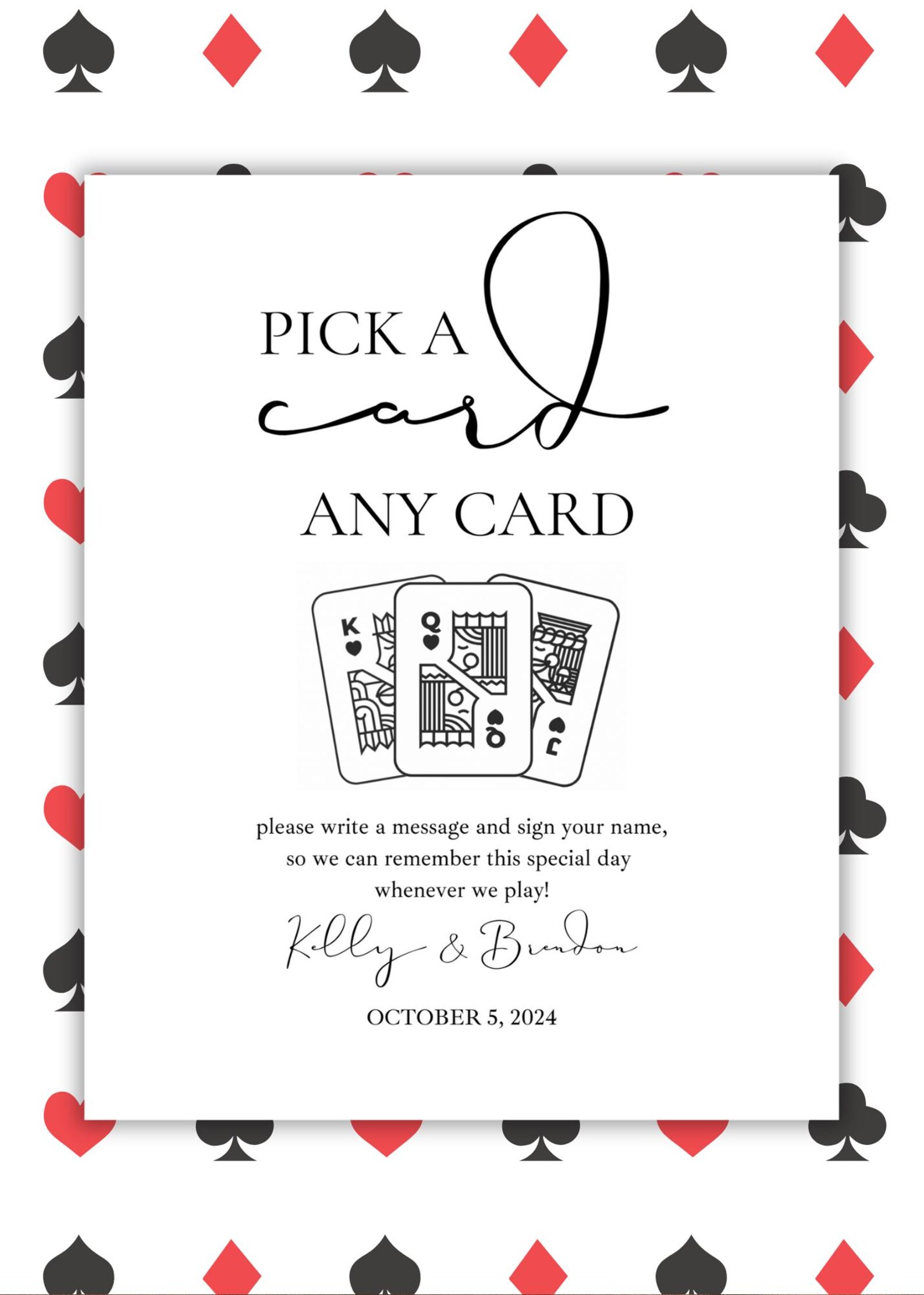 Playing Card Guest Book. Please Sign Our Guestbook. Editable Sign ...