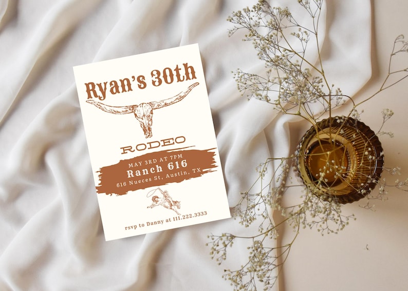 Editable 30th Birthday Rodeo Invitation Template | Rustic Western ...