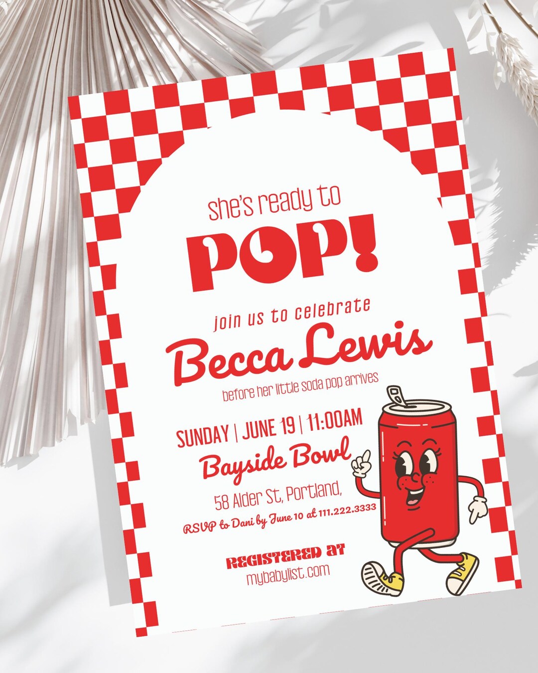 She's Ready to Pop Baby Shower Invite | Retro 50's Baby Shower| Soda ...