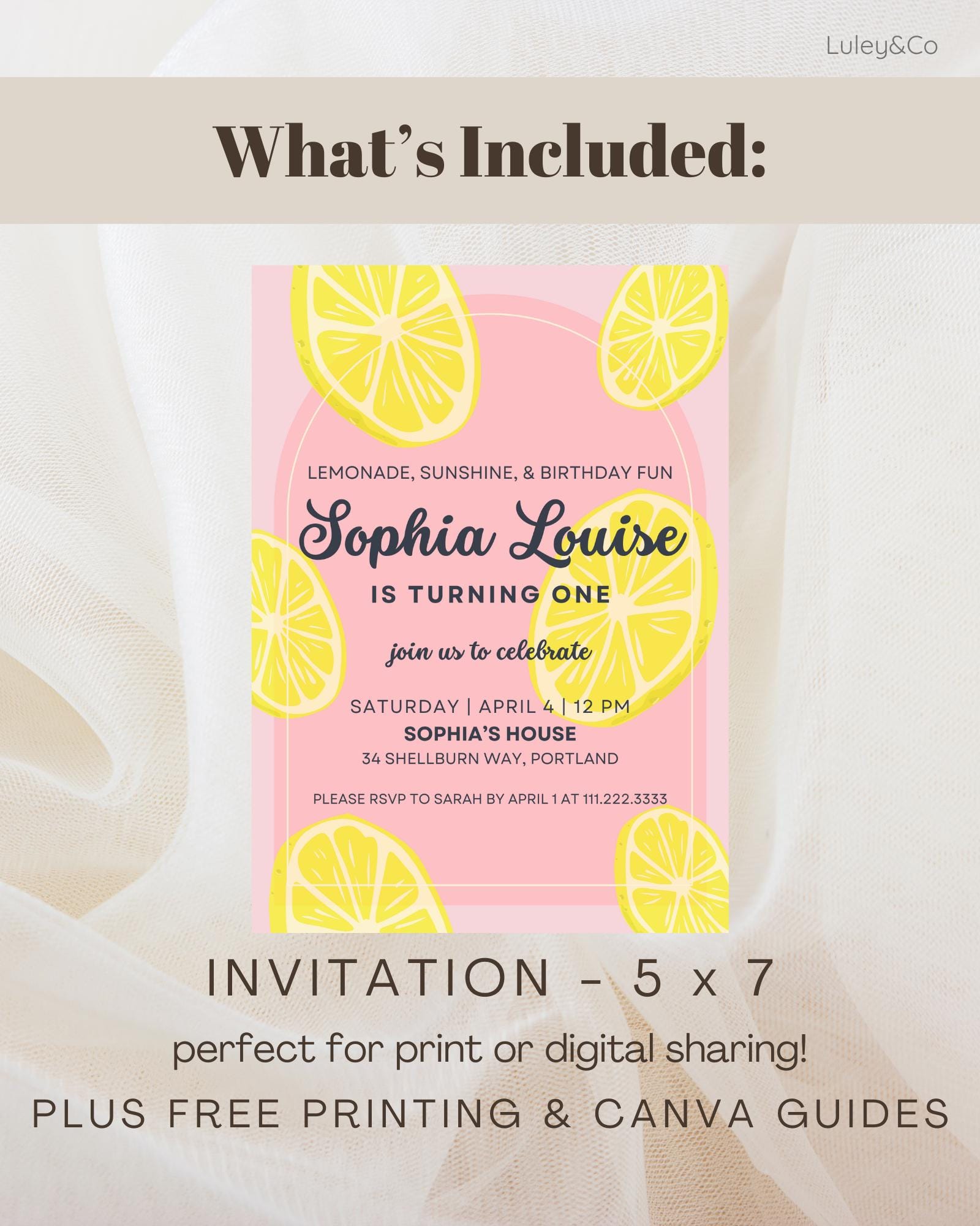 Lemonade First Birthday Invitation: Editable Summer Party Template ...
