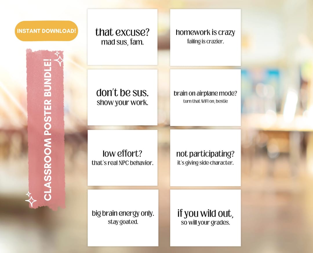 Funny Gen Z Classroom Posters | Middle & High School Classroom Decor ...