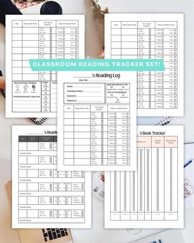 Classroom Reading Tracker Set: Student Reading Log (editable Canva ...