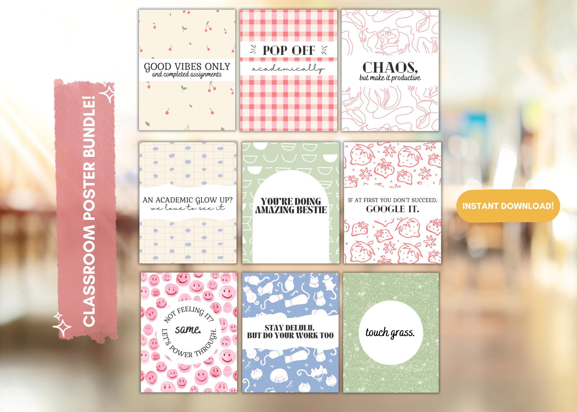 Gen Z Classroom Posters – Trendy Cutesy 9-poster Bundle, Digital ...
