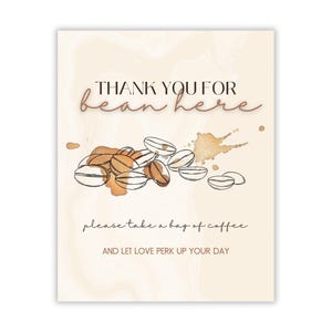 Thanks for Bean Here Coffee Bar Sign – Printable Favor Sign (digital ...