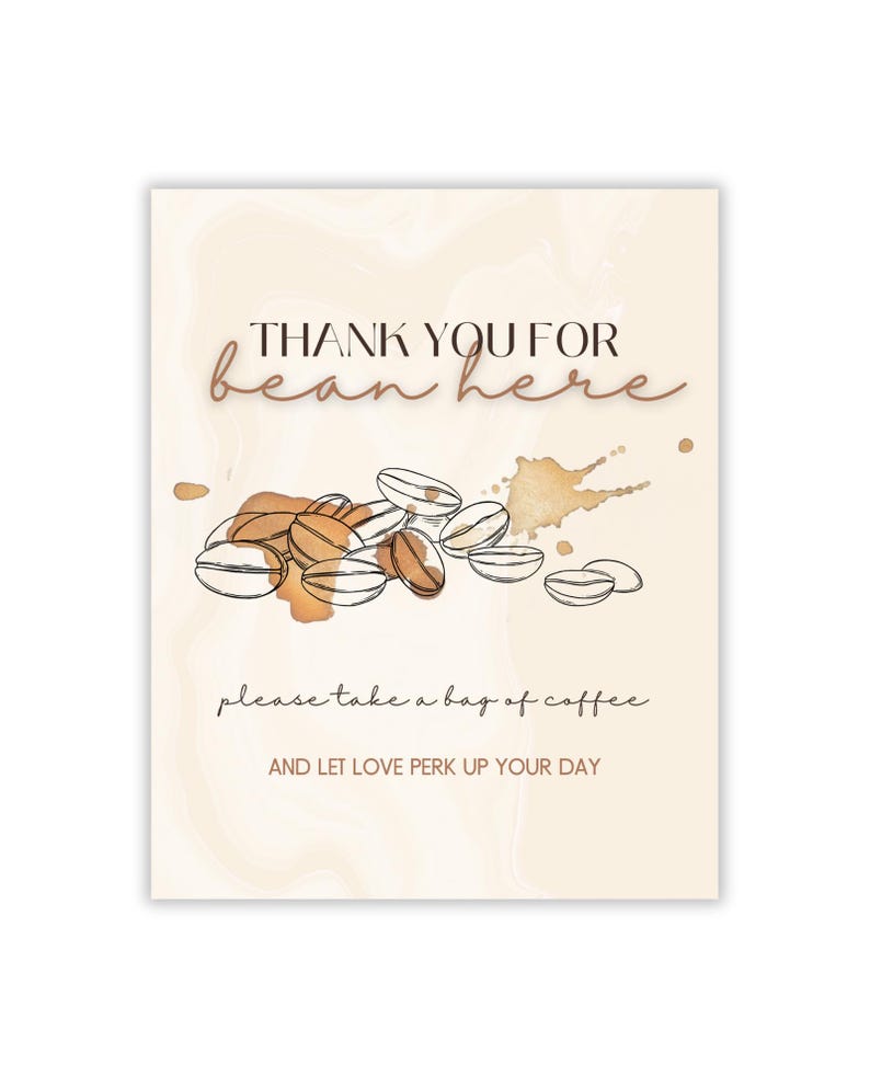 Thanks for Bean Here Coffee Bar Sign – Printable Favor Sign (digital ...