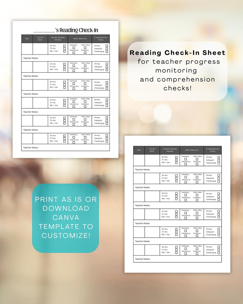 Classroom Reading Tracker Set: Student Reading Log (editable Canva ...