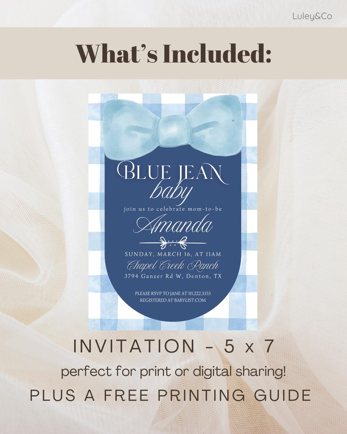 Blue Jean Baby Shower Invitation - Editable Template | Canva DIY ...