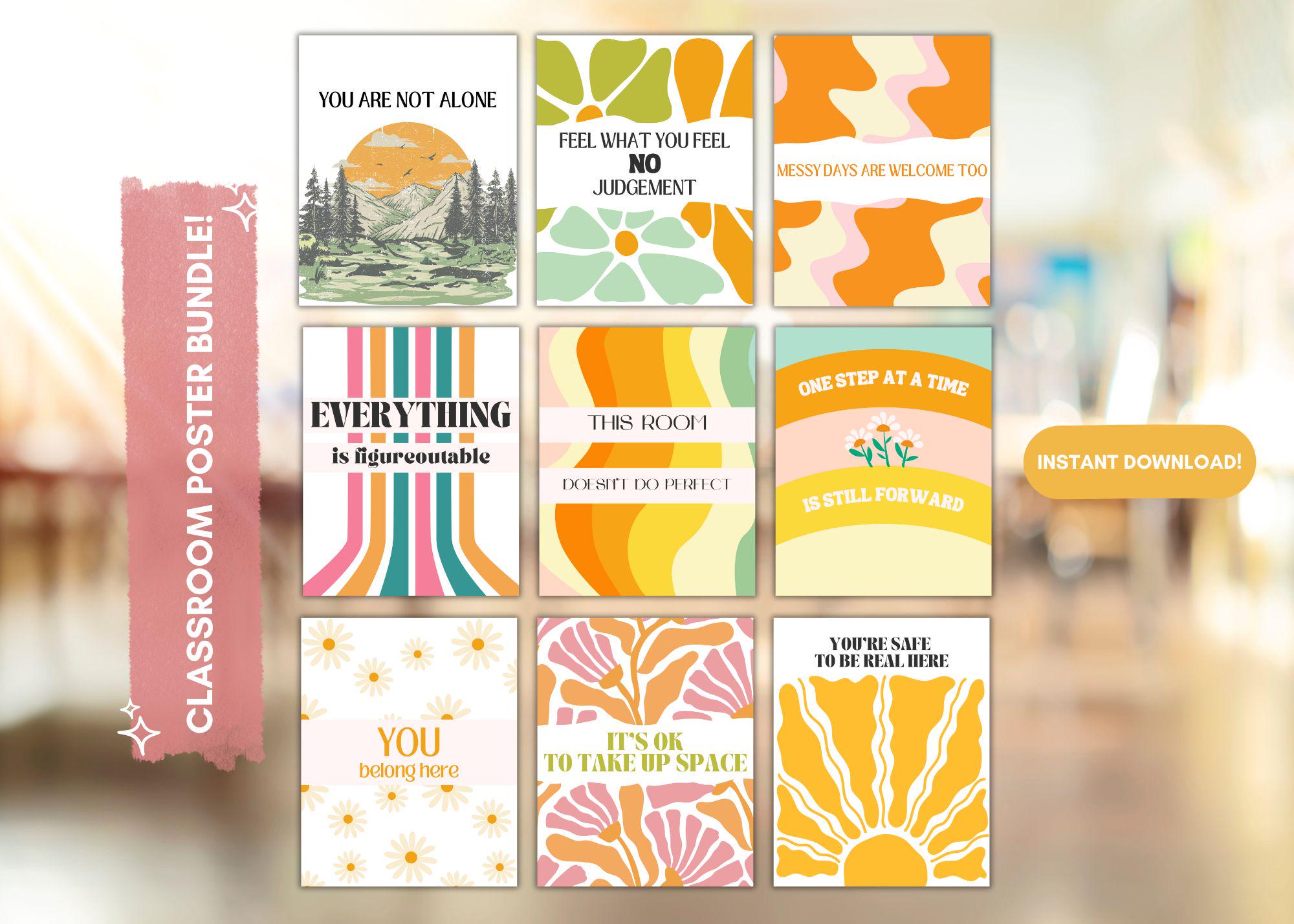 Mental Health Posters for Teens – Retro Affirmations, SEL Classroom ...