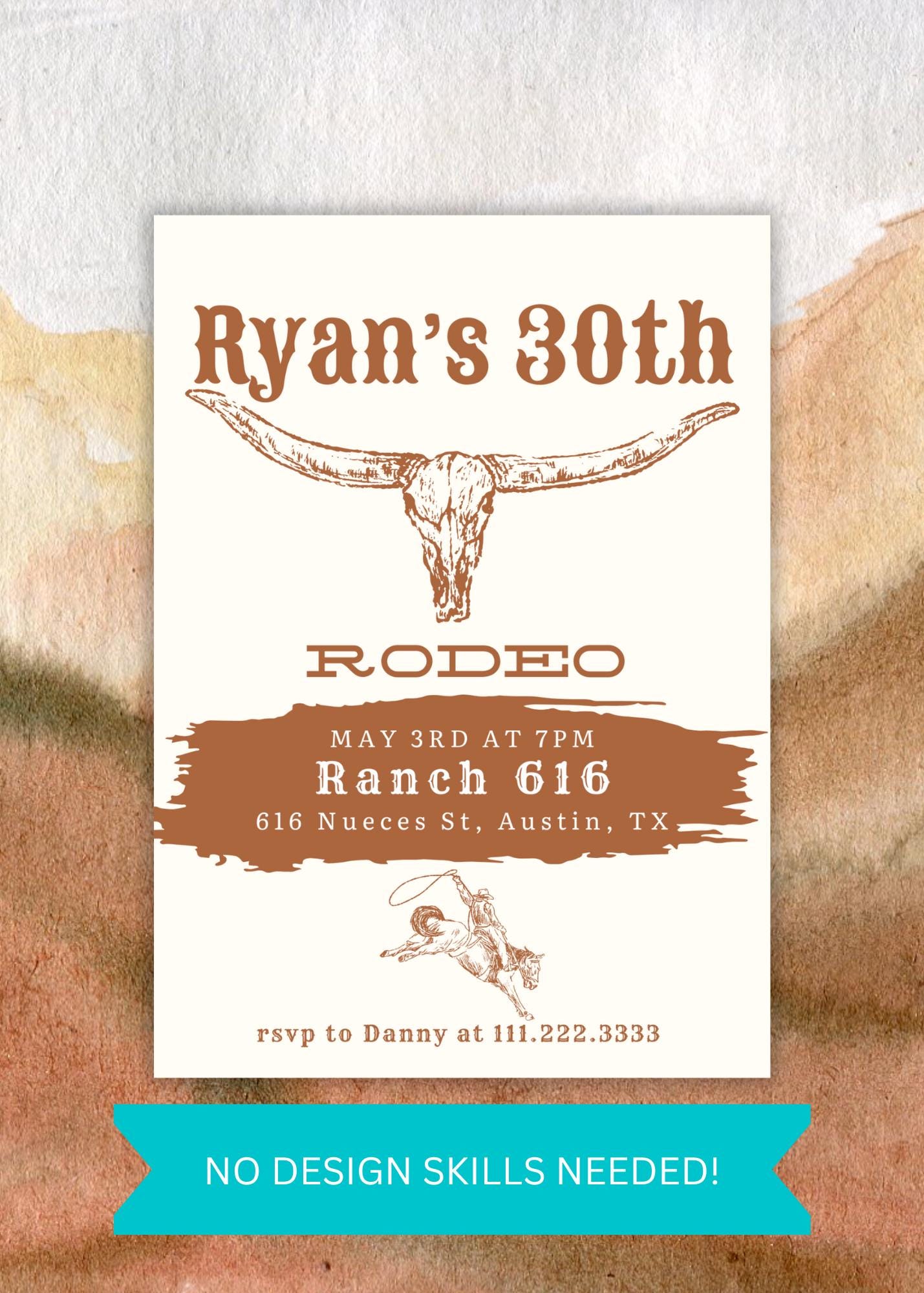 Editable 30th Birthday Rodeo Invitation Template | Rustic Western ...