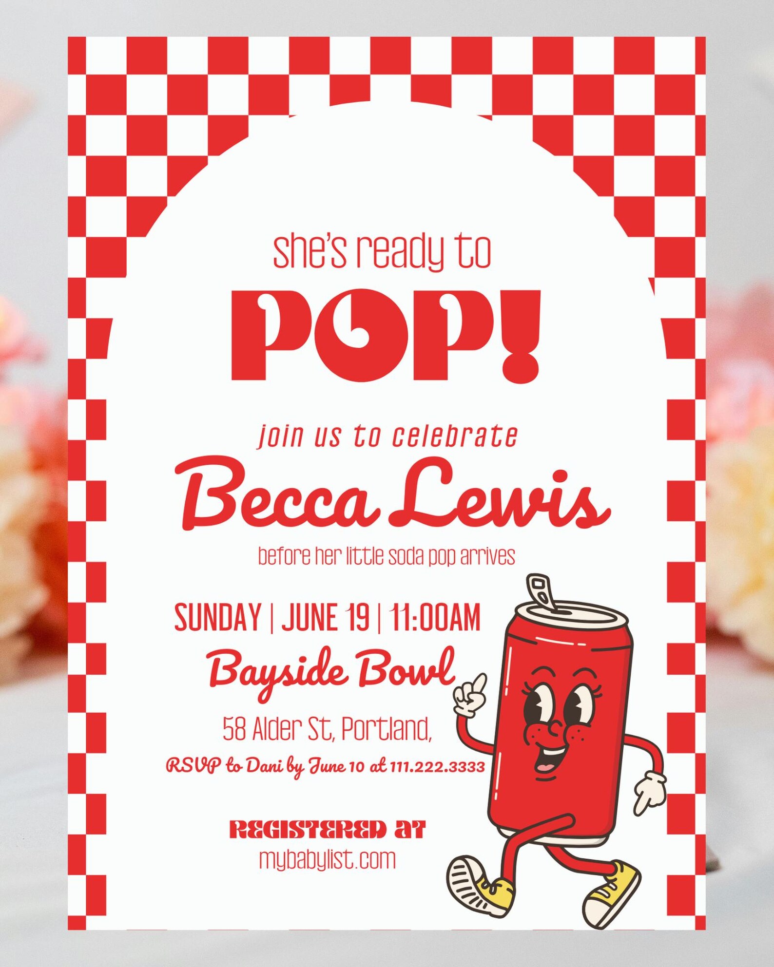 She's Ready to Pop Baby Shower Invite | Retro 50's Baby Shower| Soda ...