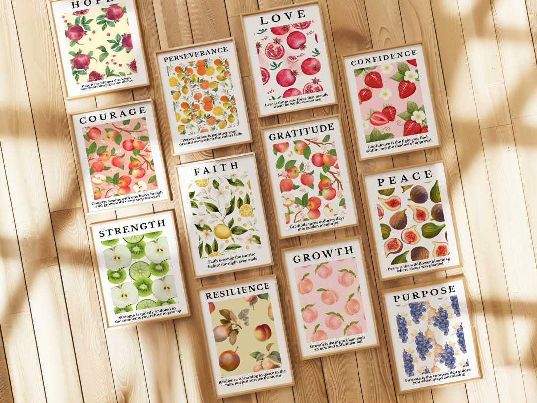 Inspirational Fruit Wall Art Set | Positive Affirmation Prints | Modern ...