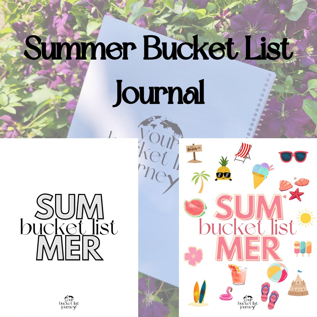 Summer Bucket List Journal PDF Printable, Notebook, Unique Gifts ...