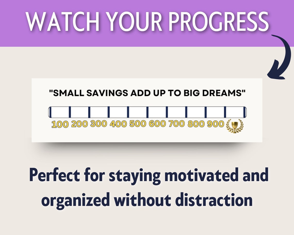 Ultimate 1000 Tracker Printable Budget Planner With Progress Bar ...