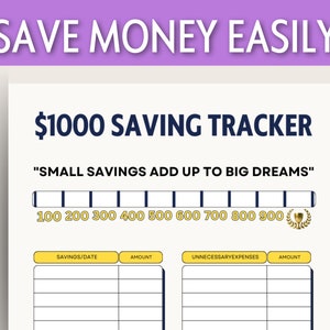 Ultimate 1000 Tracker Printable Budget Planner With Progress Bar ...