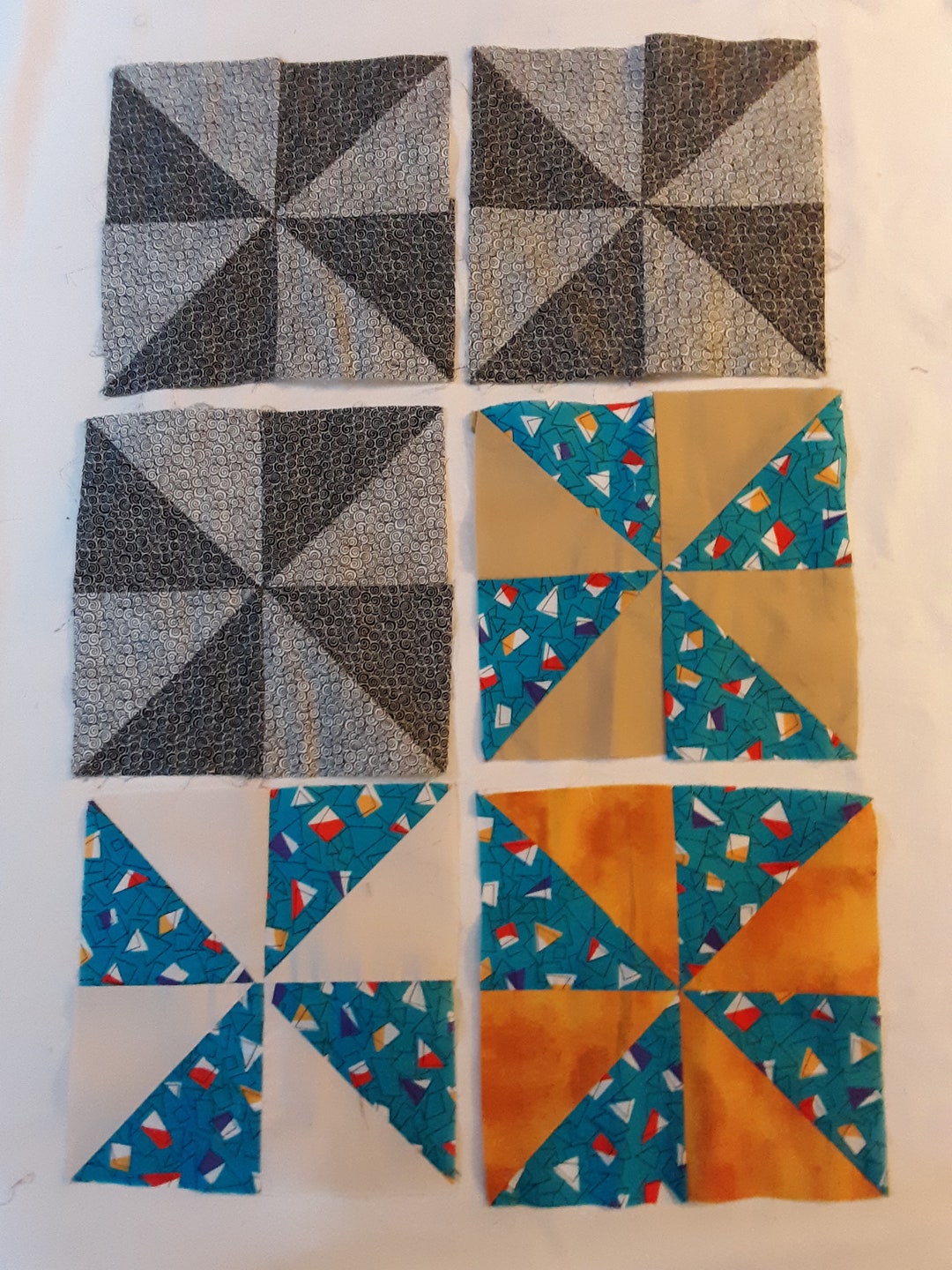 26 Odd Lot PINWHEEL QUILT BLOCKS Assorted Sizes Destash Clearance Free ...