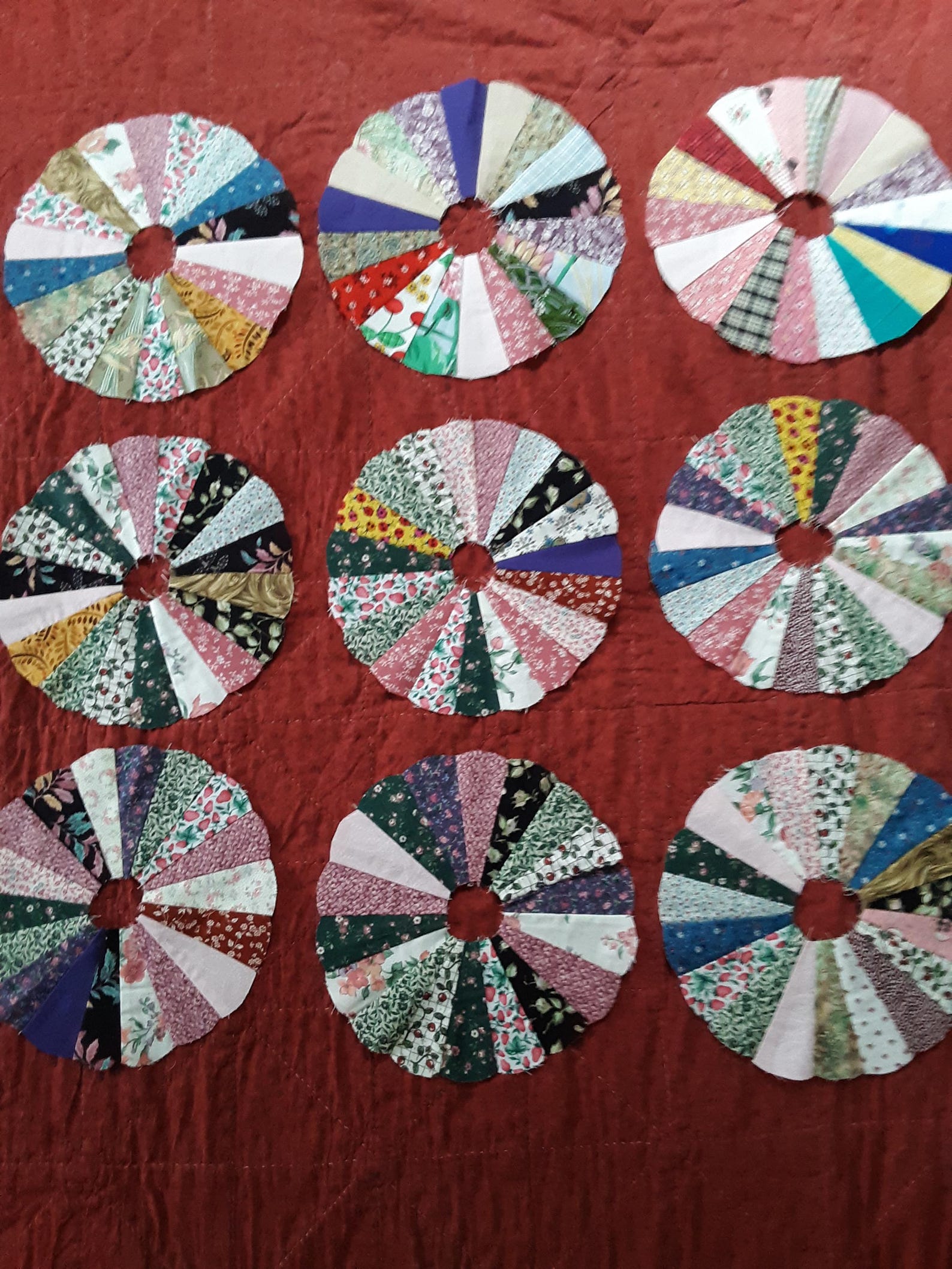 9 DRESDEN PLATE QUILT Block Lot to Complete a Small Quilt or Pillows 9 ...