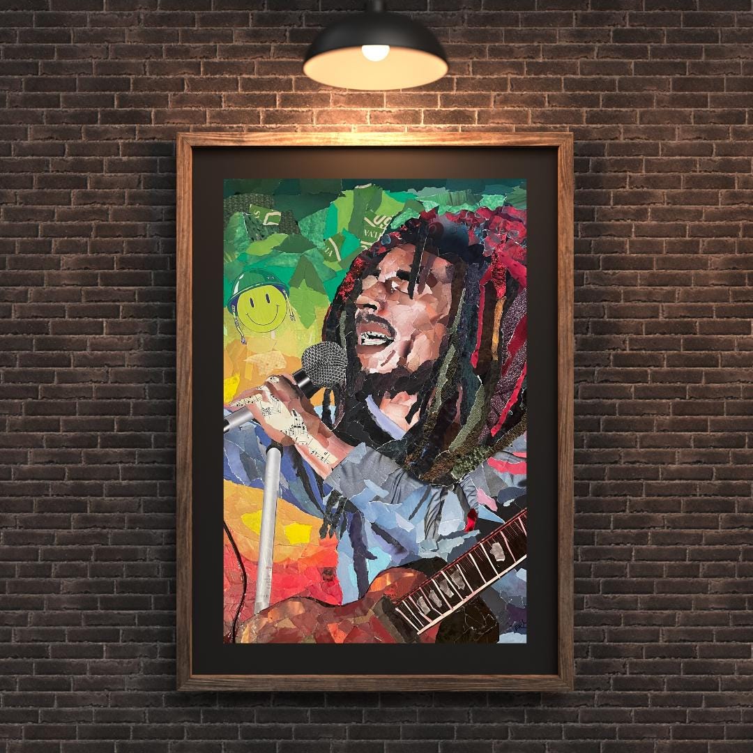 Original Art Collage Print "stir It Up" Bob Marley Reggae Rastafari ...