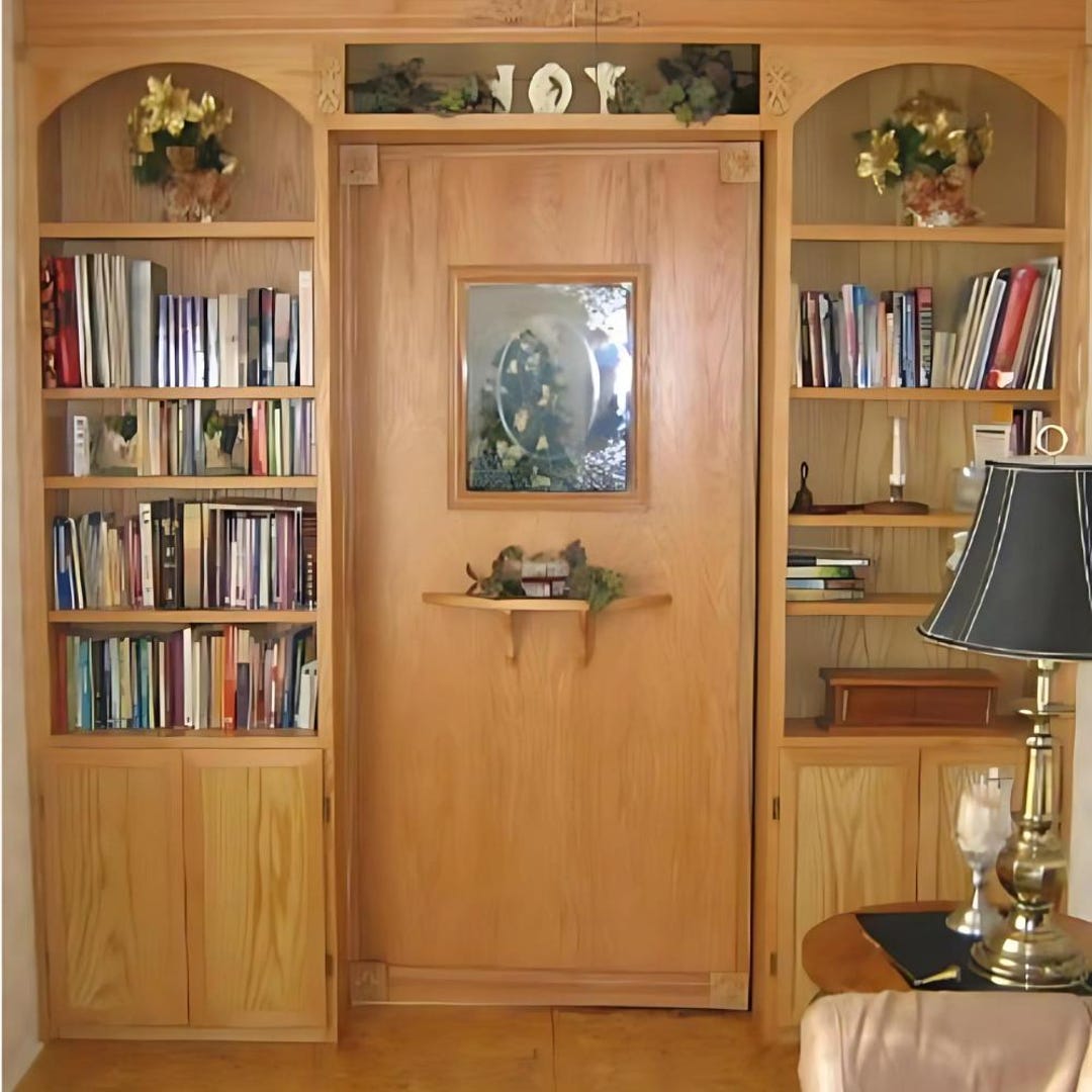 DIY Secret Bookcase Door to Safe Room Hidden Door and Bookshelf Blueprint Set Unlock Hidden ...