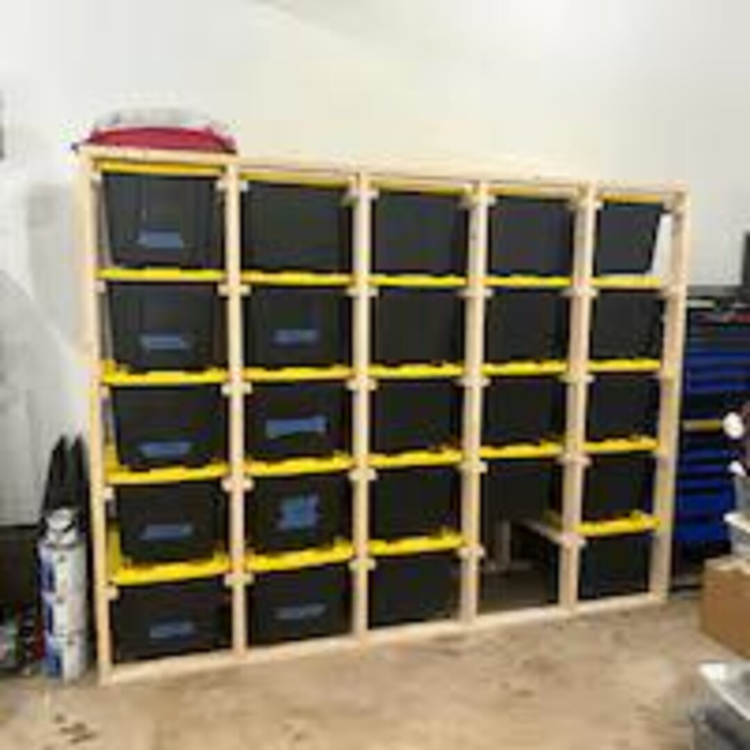 DIY Ultimate Customize Space With Tote Rack Plan 27 Gallon Tote Rack ...
