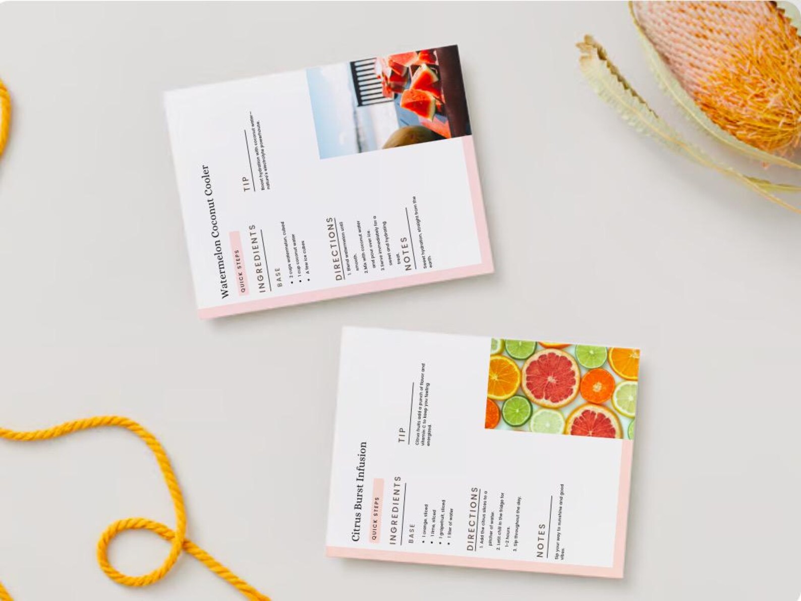 Hydration Recipe Collection Cards 10 Recipes, 5 Cards Self Care, Health ...