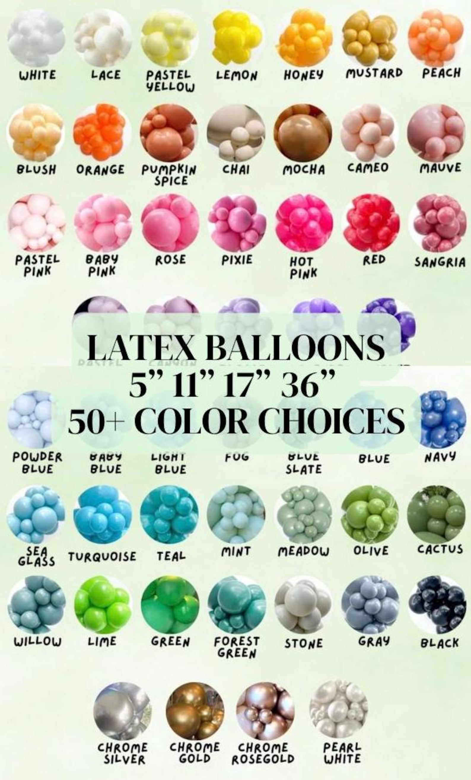 Latex Balloons: 50+ Colors, DIY Garland Decor - Etsy