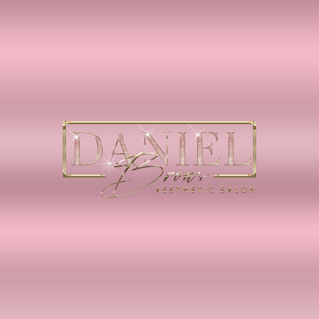 Glossy Gold Makeup Logo, Premade Brow Logo, Signature Logo Design, Lash ...