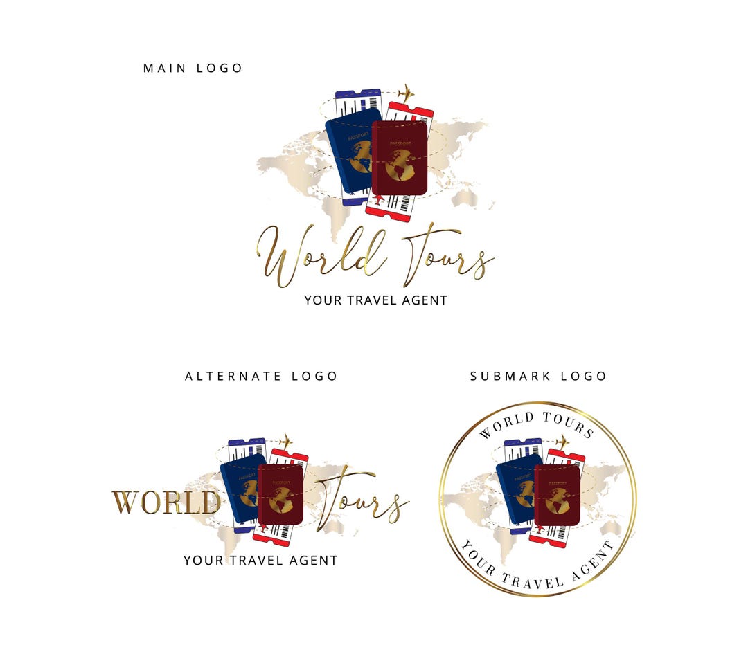 Premade Travel Logo, World Map Airplane Design - Etsy