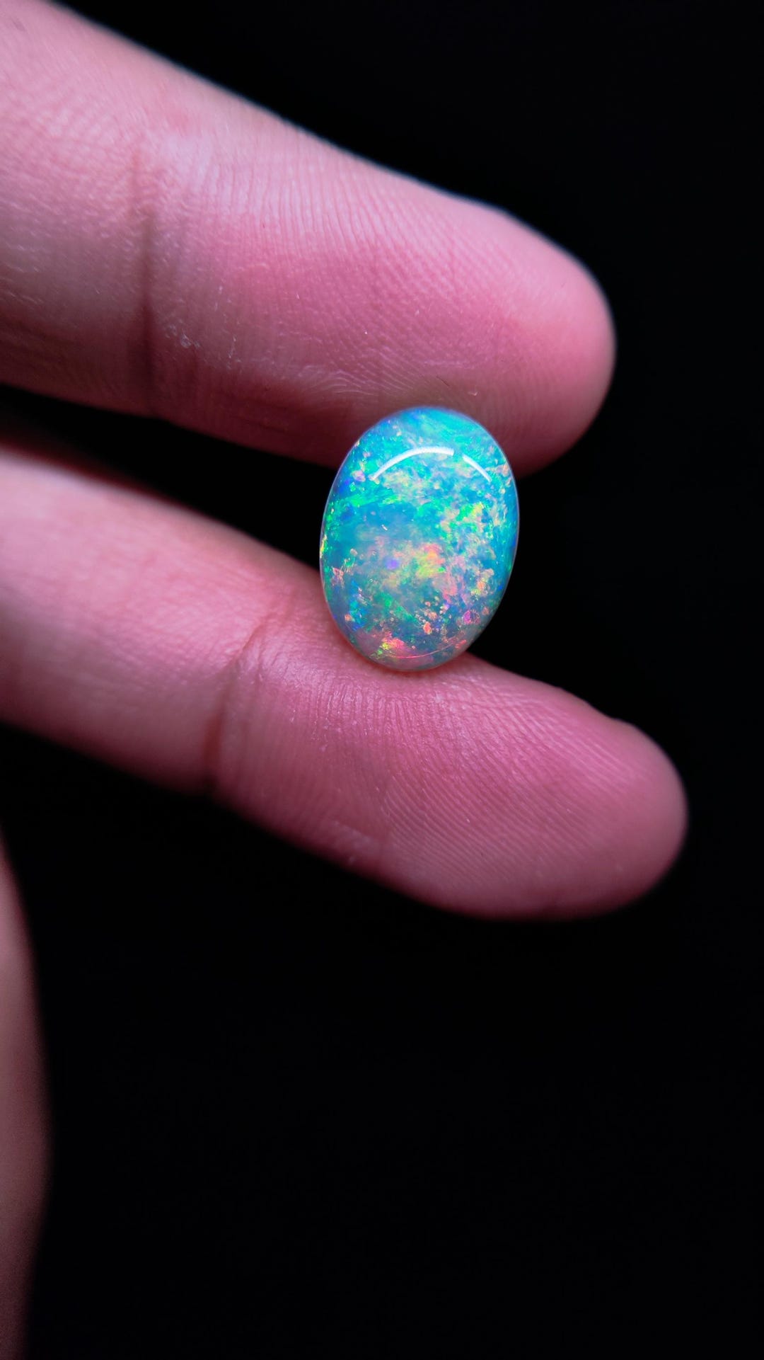 3.5ct Natural Australian White Opal Oval Cabochon 14.1x10.5mm Blue ...