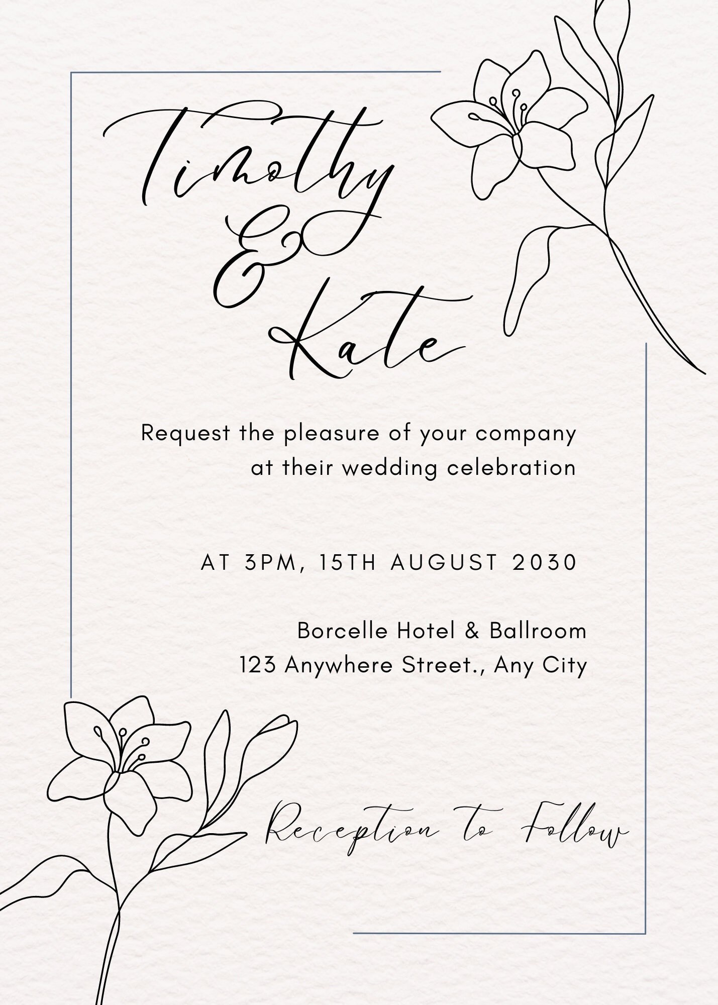 Simple and Elegant Wedding Invitation Template Set. Wedding Invitation ...