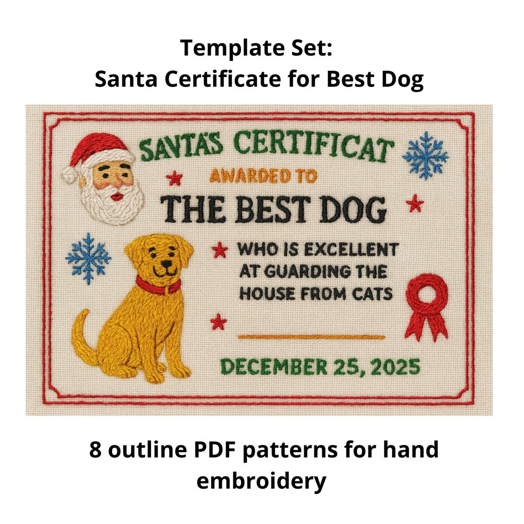 Santa's Certificate: Outlines for Hand Embroidery - Etsy