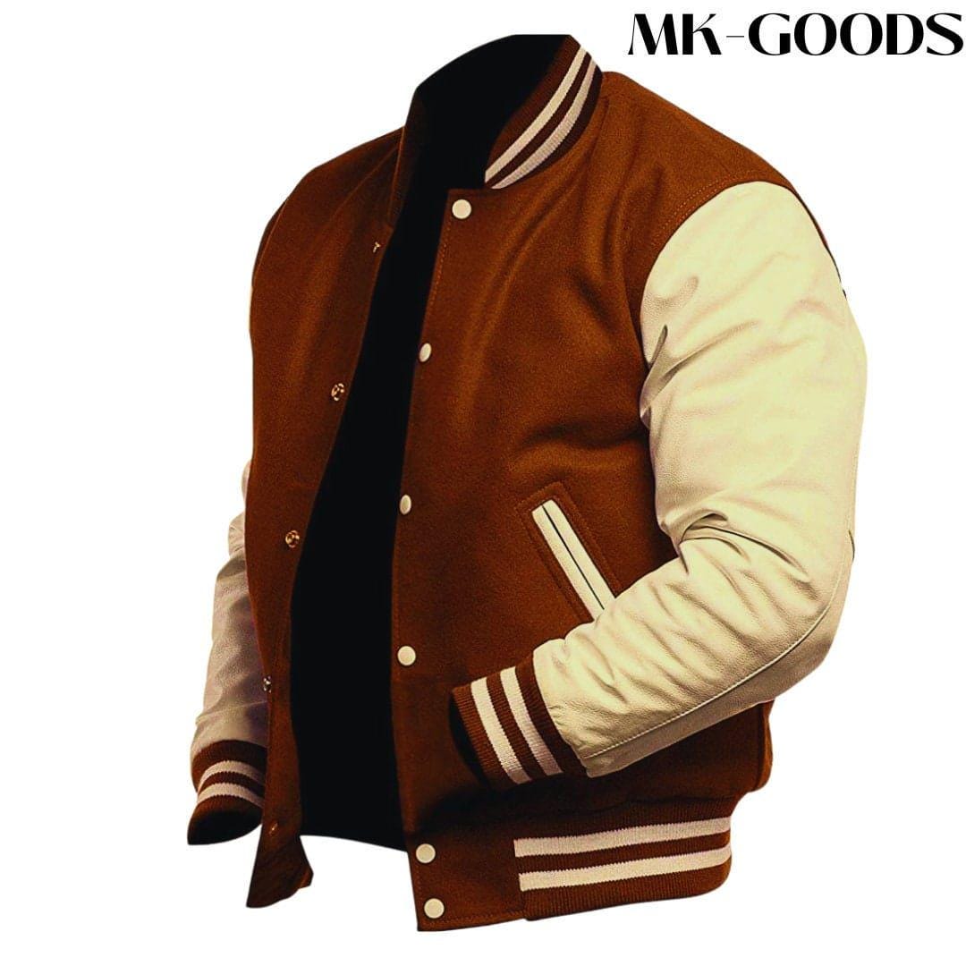 Brown Cream Varsity Jacket Bomber Jacket Baseball Jacket Letterman ...