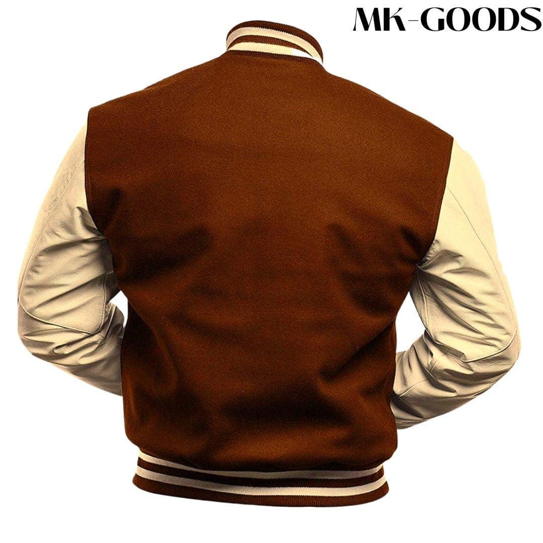 Brown Cream Varsity Jacket Bomber Jacket Baseball Jacket Letterman ...