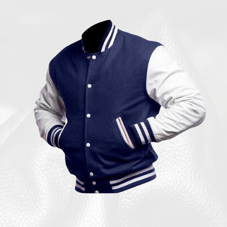 Navy Blue-white | Varsity Jacket | Bomber Jacket | Baseball Jacket ...