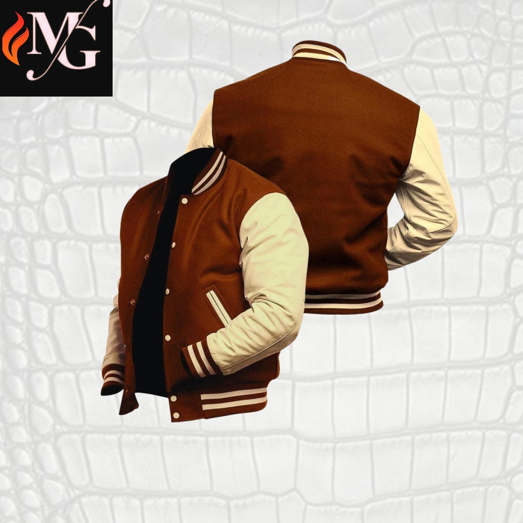 Brown Cream | Varsity Jacket | Bomber Jacket | Baseball Jacket ...