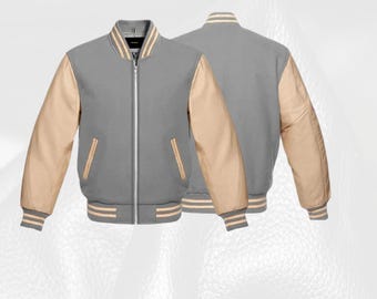 Brown Cream | Varsity Jacket | Bomber Jacket | Baseball Jacket ...