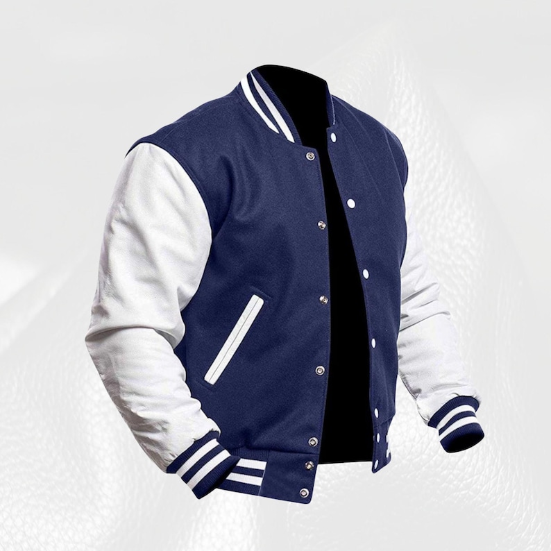 Navy Blue-white | Varsity Jacket | Bomber Jacket | Baseball Jacket ...