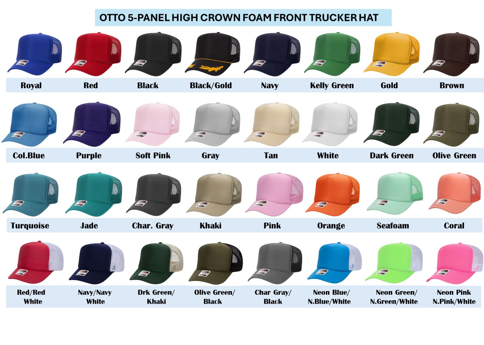 Blank Otto Hats, High Profile Foam Otto Hats, Trucker Hat, Otto Foam ...