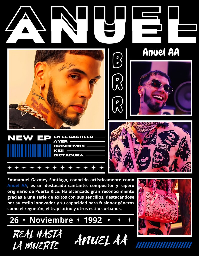 Anuel AA T-shirt Design Png, Ready to Print, Printable Design, Artist ...